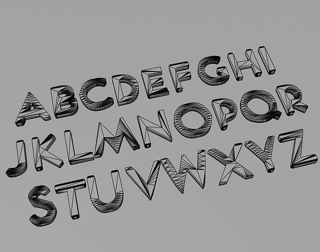 AliceYotsubaInc Text Font 3D Printing STL Collection 3D model 3D ...