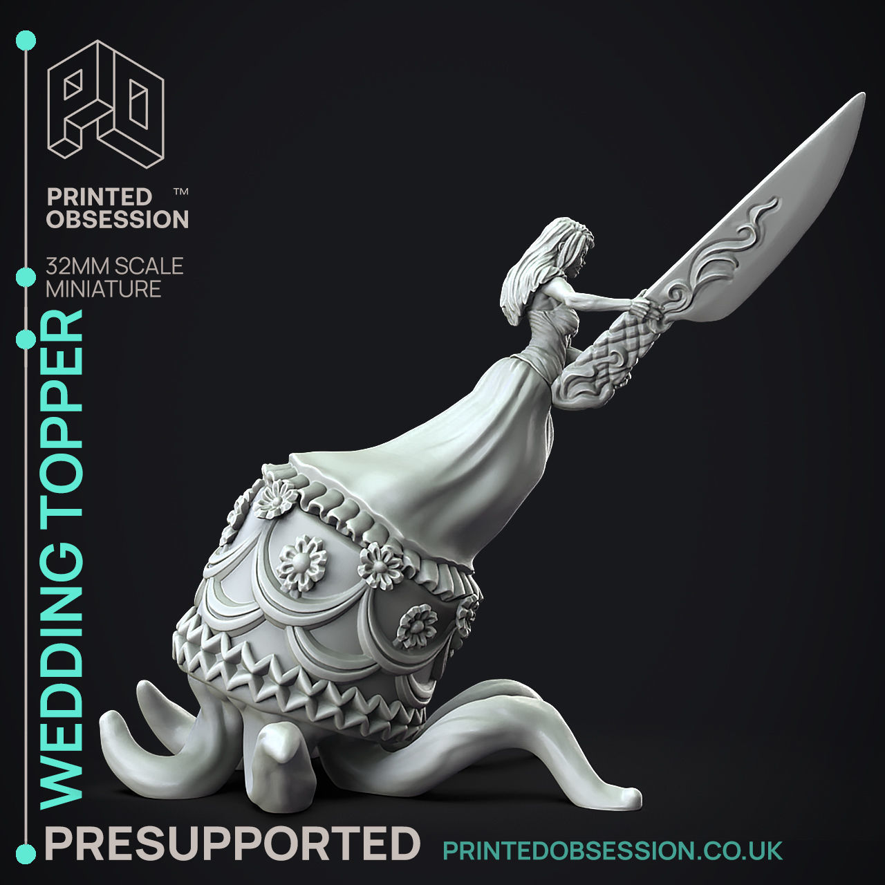 Wedding Cake Topper - 3D Printable TTRPG - PRESUPPORTED - 32mm 3D model ...