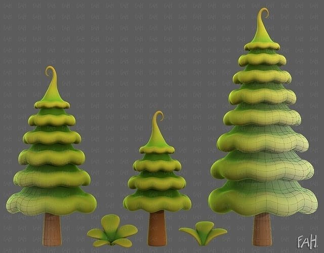 3D model Trees Cartoon V46 VR / AR / low-poly | CGTrader