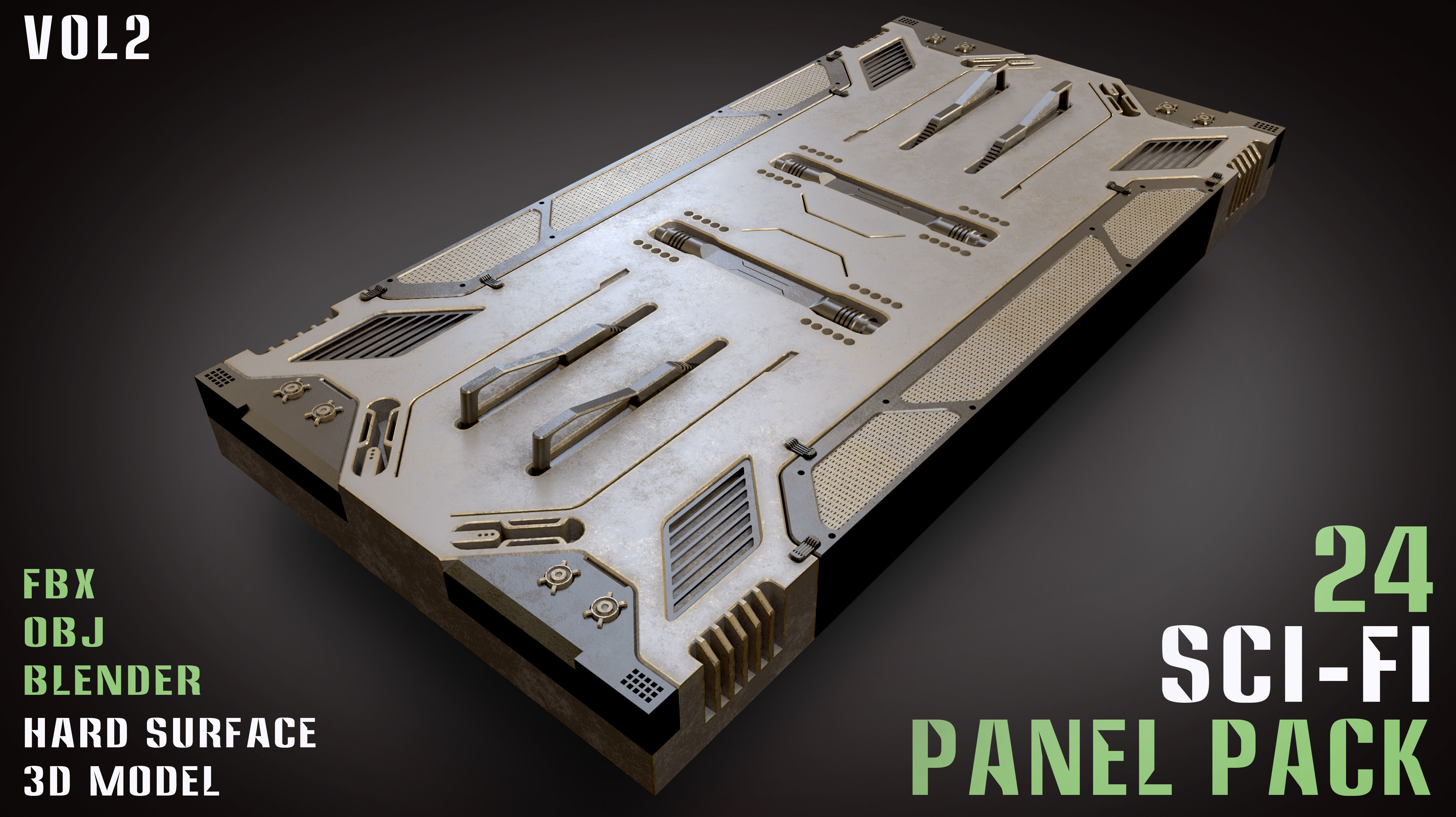 3D model 24 Sci-Fi panel pack-vol2 VR / AR / low-poly | CGTrader