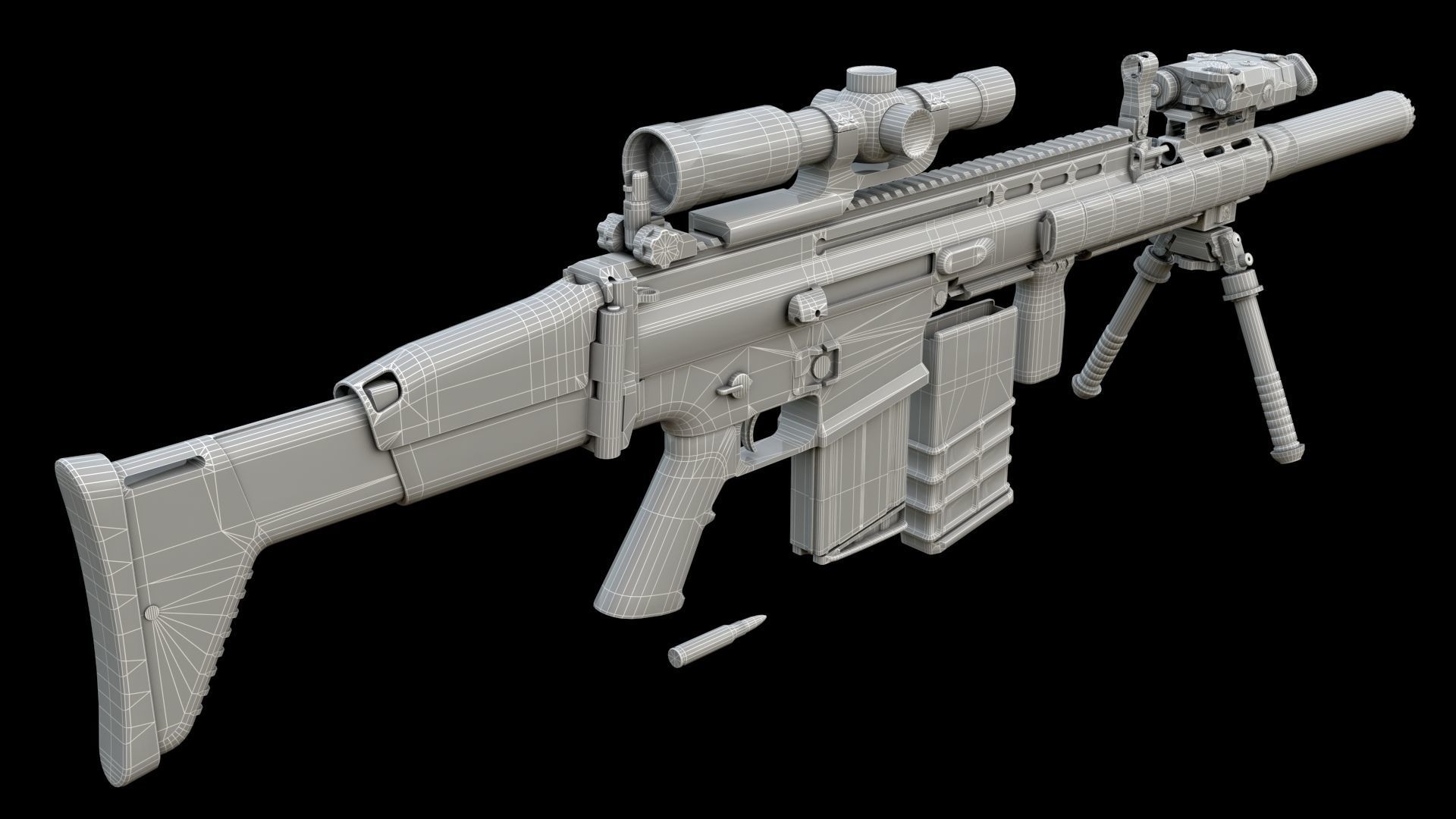 3D model FN SCAR-H Body Kit VR / AR / low-poly | CGTrader