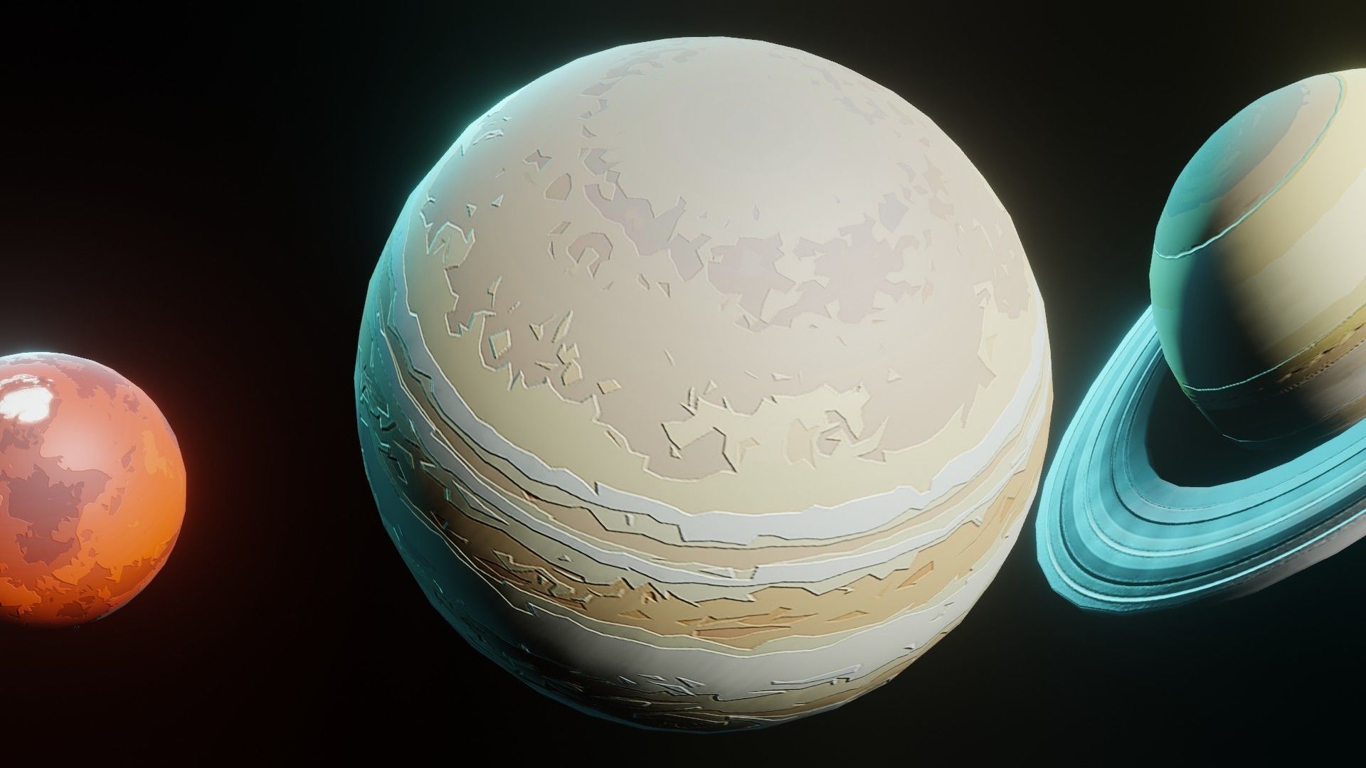 3D model Stylized Solar System 3D Model 2k 4k 8k Textures VR / AR / low ...