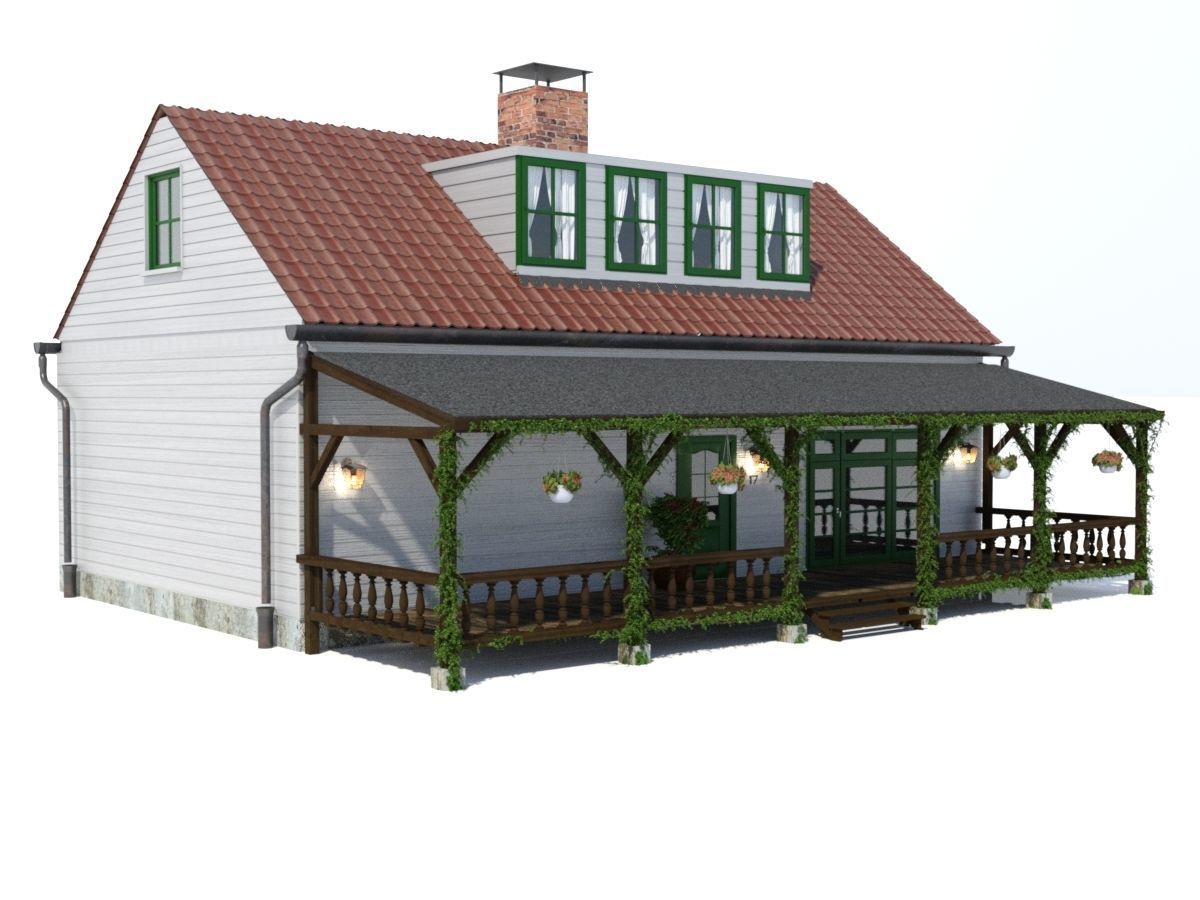 House with front porch 3D model | CGTrader