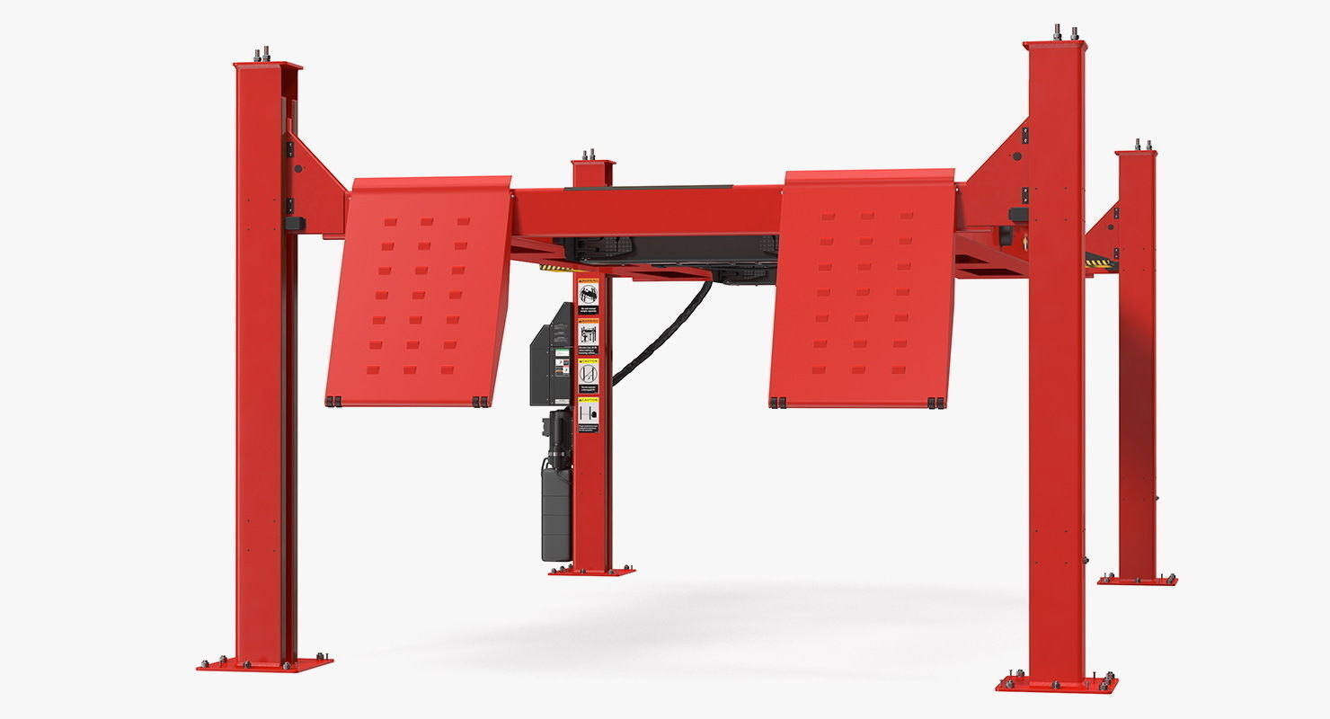 Hunter L451 4 Post Car Lift Rigged 3D model rigged | CGTrader