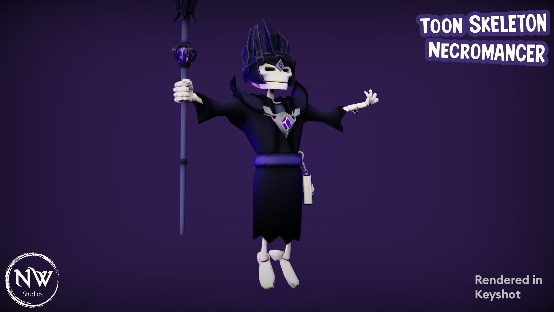 3D model Cartoon Skeleton Necromancer - Mobile Game Ready VR / AR / low ...