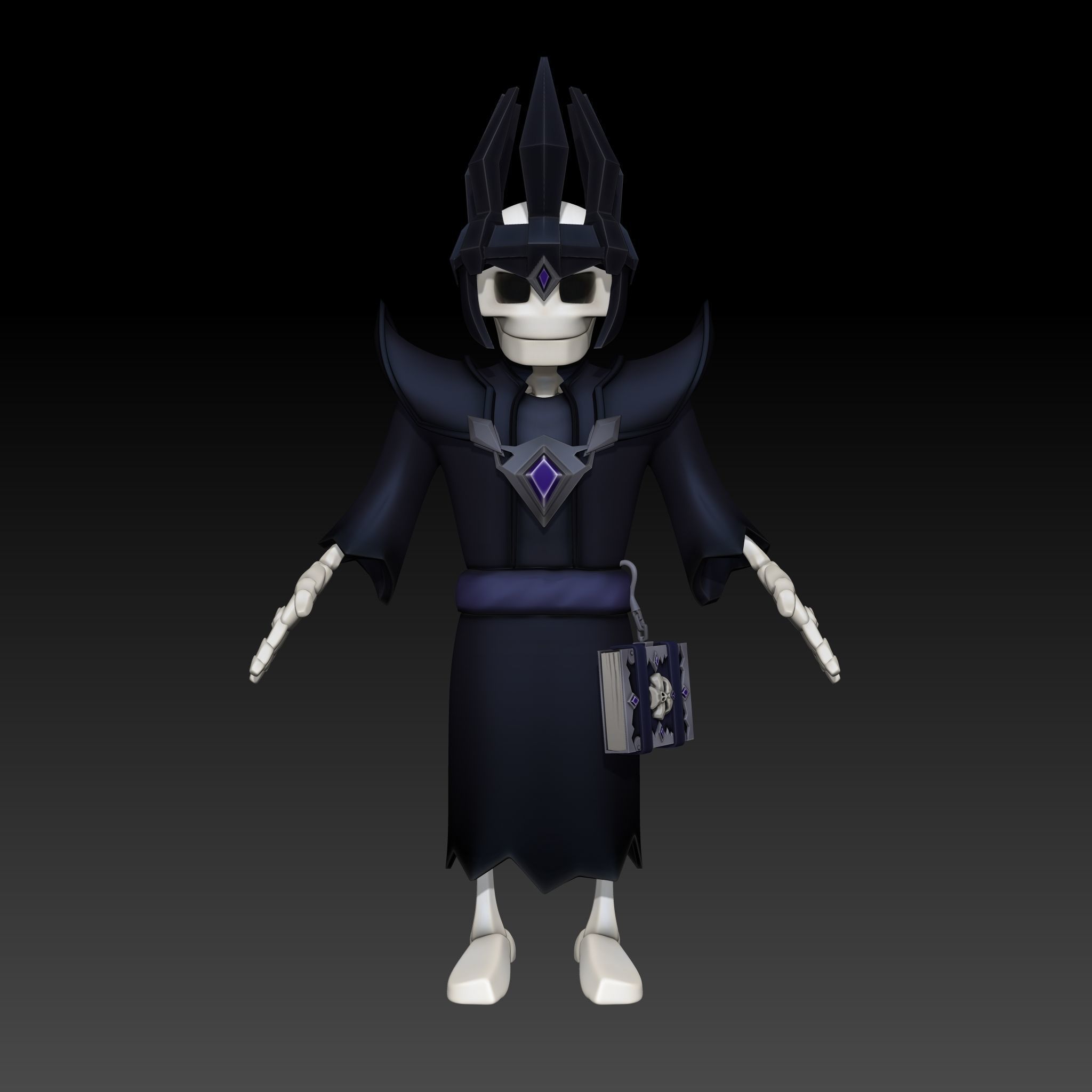 3D model Cartoon Skeleton Necromancer - Mobile Game Ready VR / AR / low ...