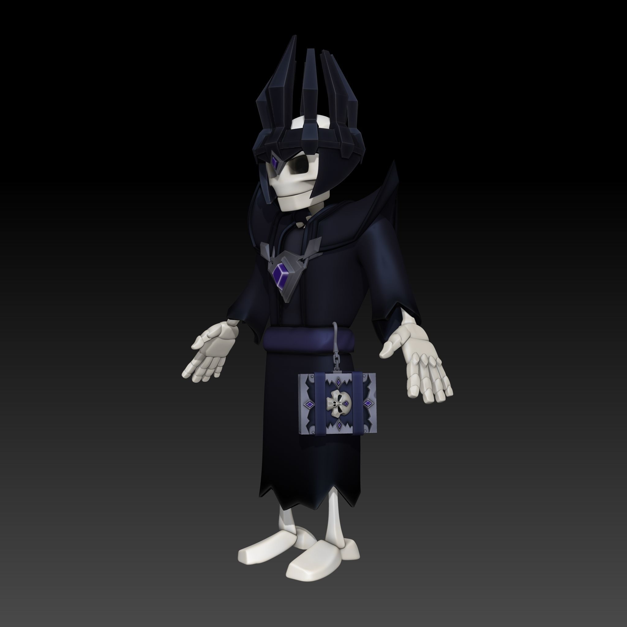 3D model Cartoon Skeleton Necromancer - Mobile Game Ready VR / AR / low ...