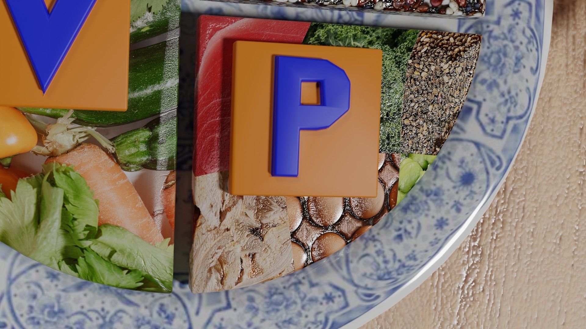 HEALTHY FOOD PLATE PROPORTION 3D model 3D printable | CGTrader