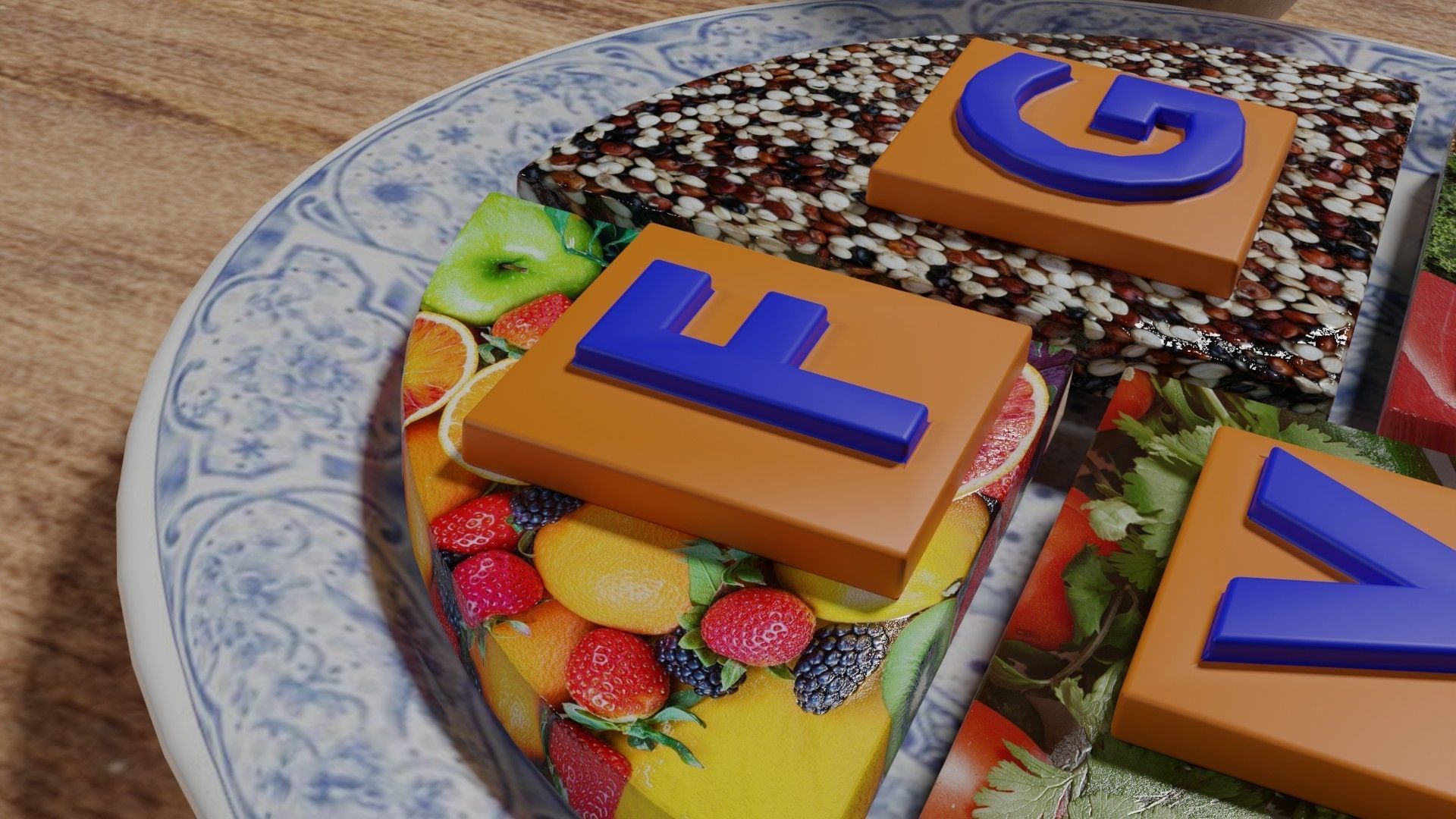 HEALTHY FOOD PLATE PROPORTION 3D model 3D printable | CGTrader