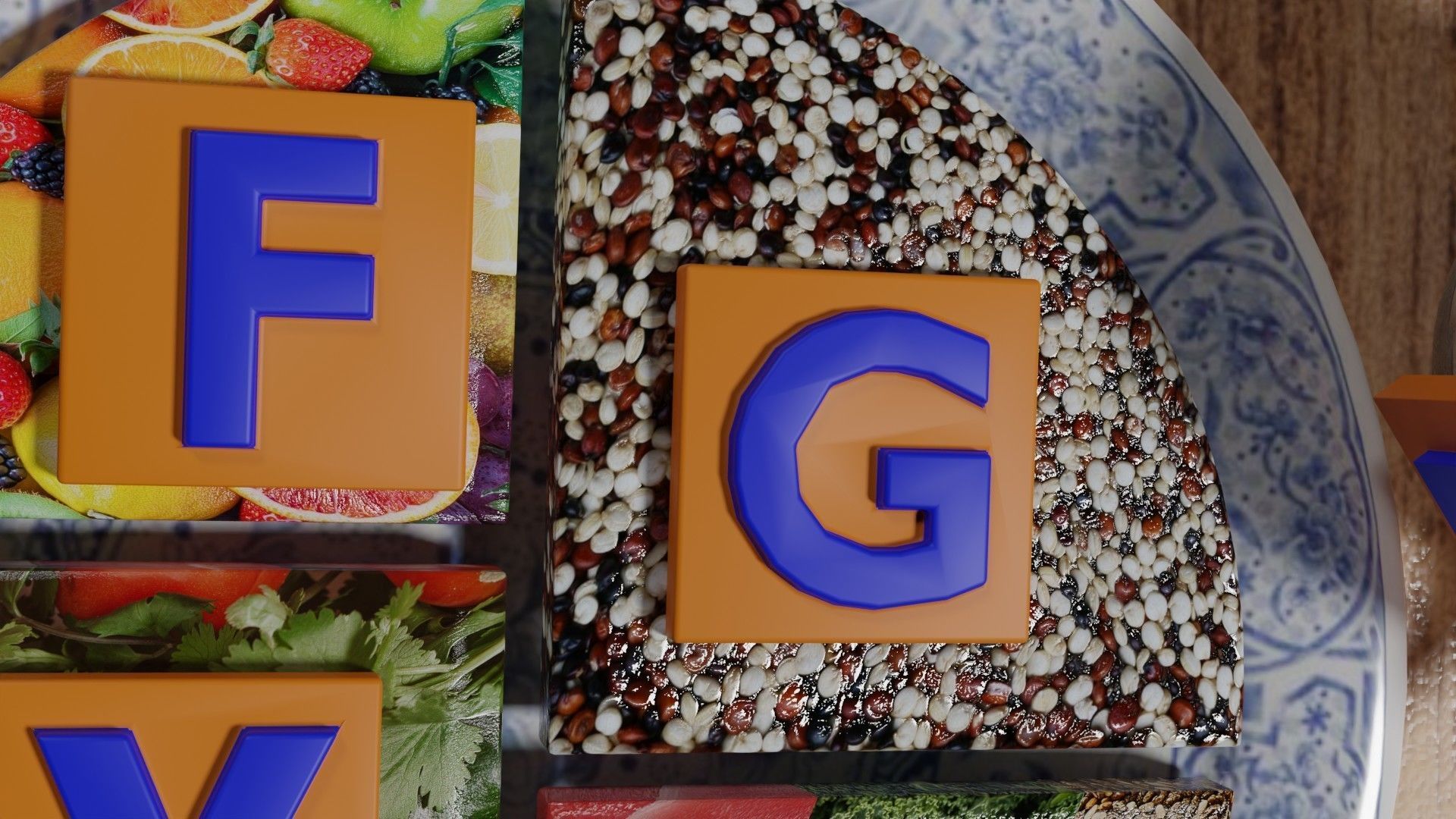 HEALTHY FOOD PLATE PROPORTION 3D model 3D printable | CGTrader