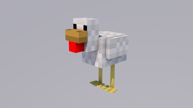 Minecraft Chicken and gift 3D Model rigged C4D | CGTrader.com