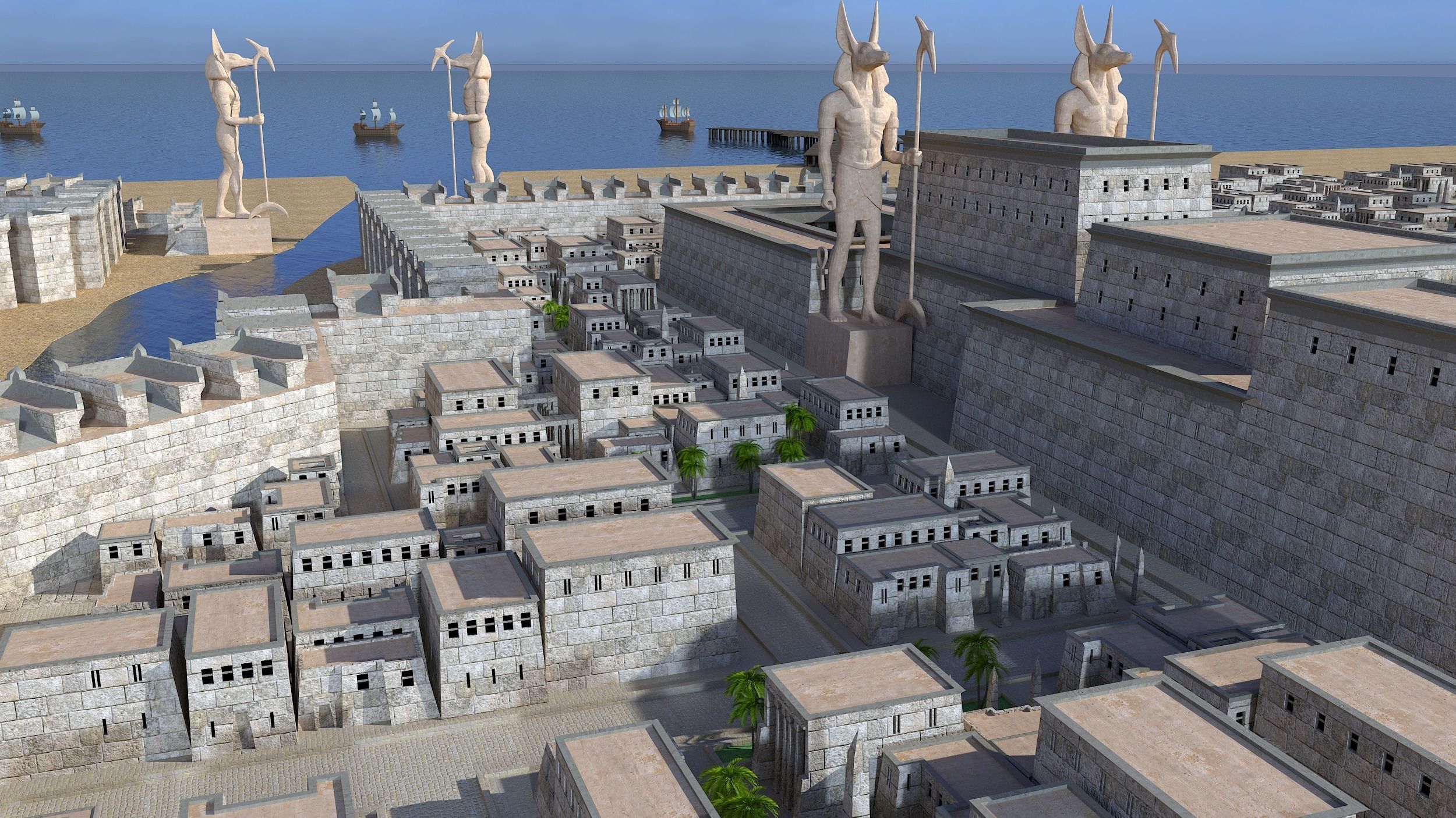 3D model ancient Egyptian City Low-poly 3D model VR / AR / low-poly ...