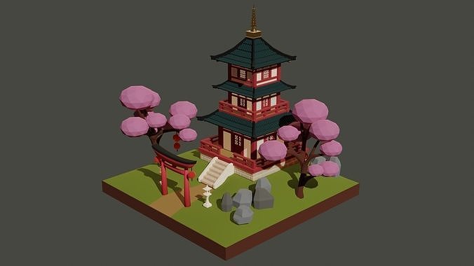 3D model Japanese Temple VR / AR / low-poly | CGTrader
