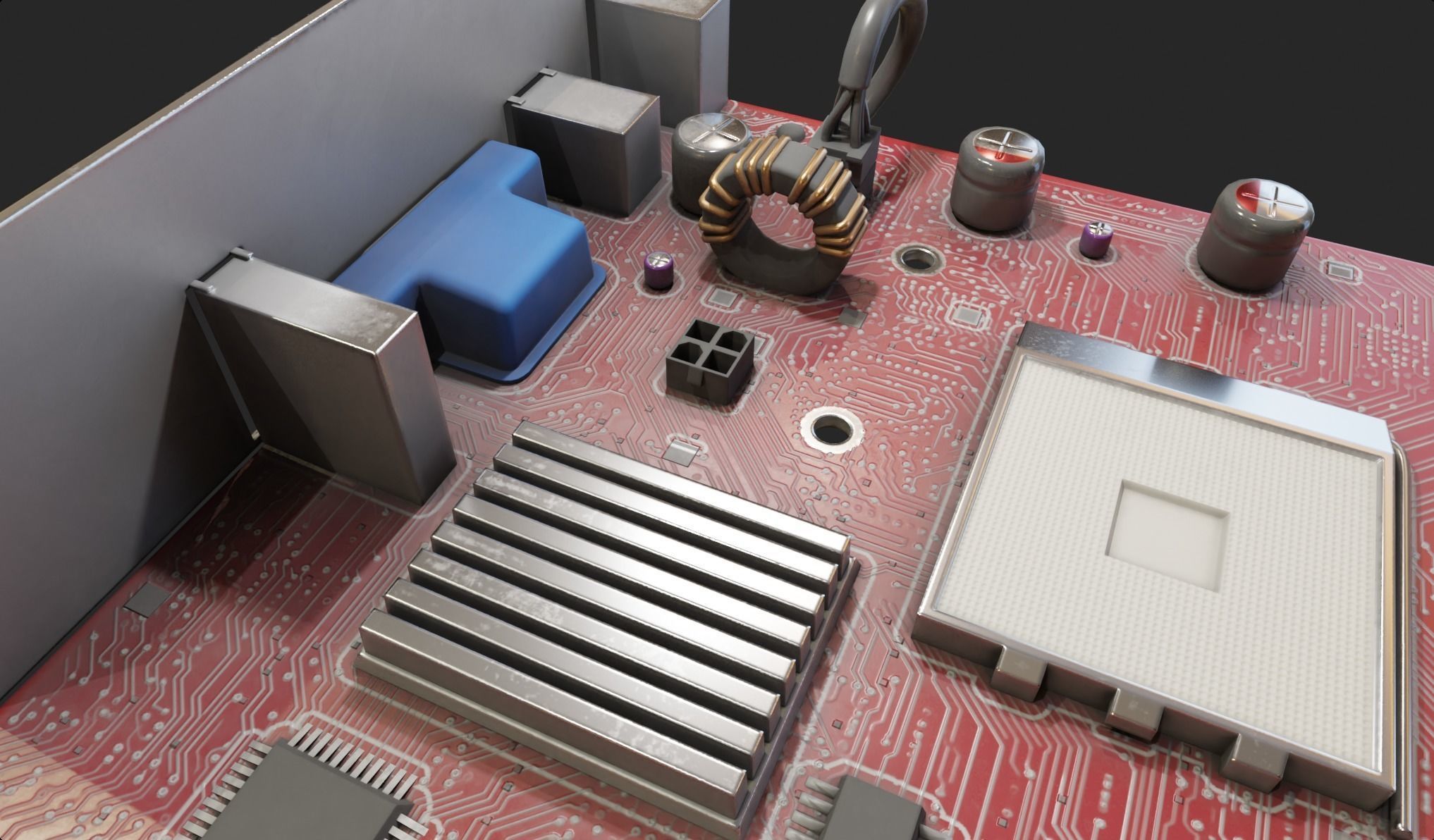 3D model pc motherboard agp computer retro red circuit board VR / AR ...