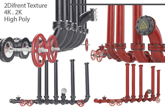 Pipeline3 pipes and valves 3D model | CGTrader