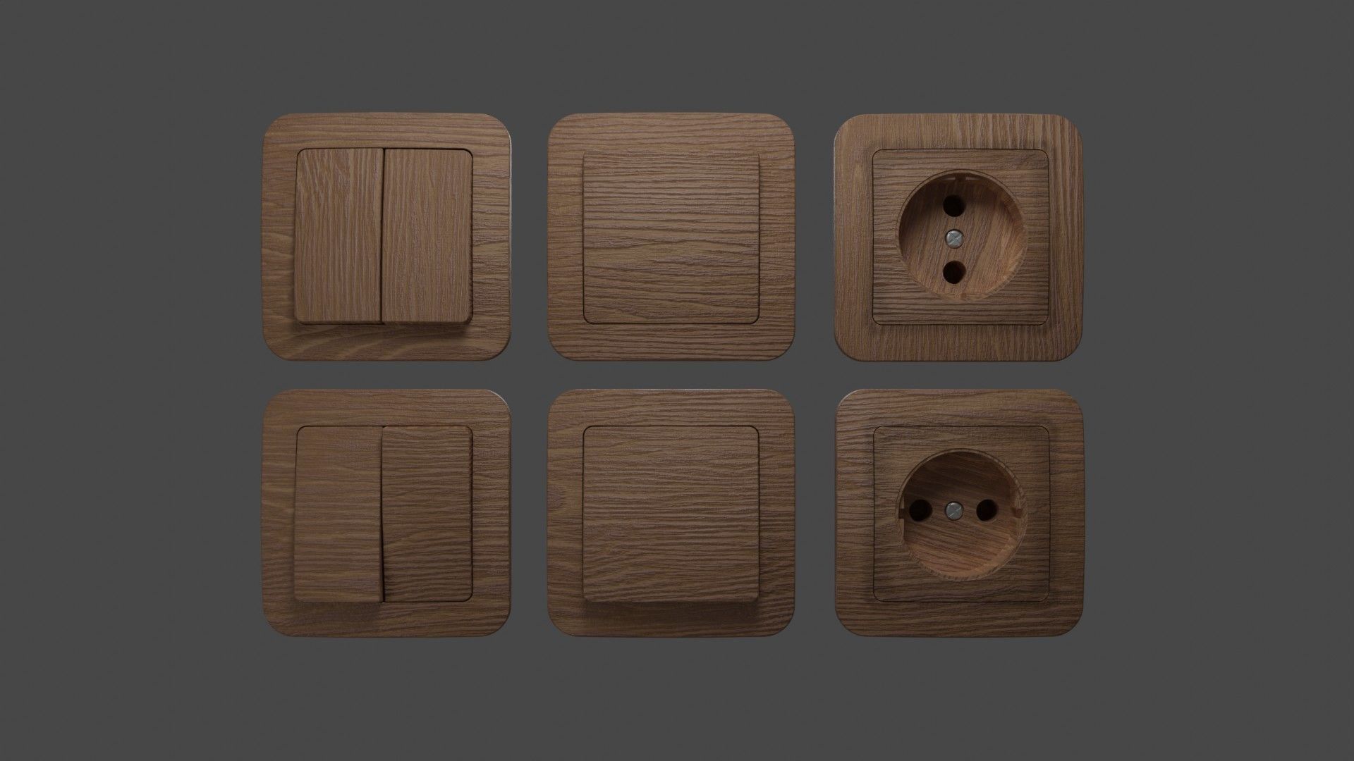 3D model Wooden sockets and light switch 6 objects collection VR / AR / low-poly | CGTrader