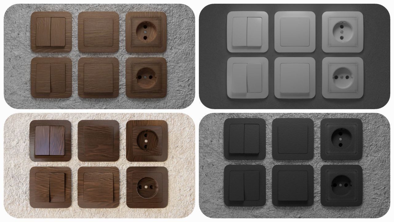 3D Model Collection Sockets and light switches 6 models PBR VR / AR / low-poly | CGTrader