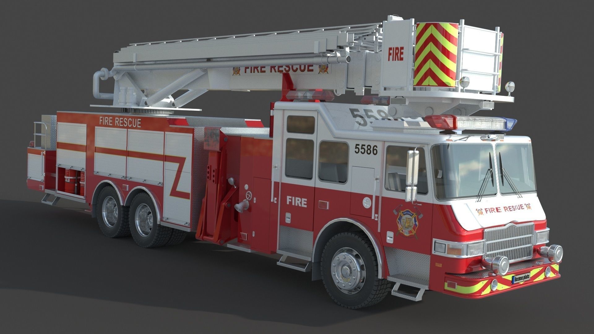 Firefighting Truck with Ladder 3D model | CGTrader