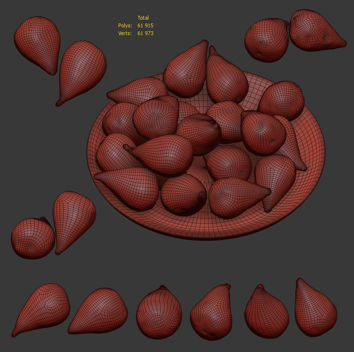 Green figs in a wooden bowl 3D model | CGTrader