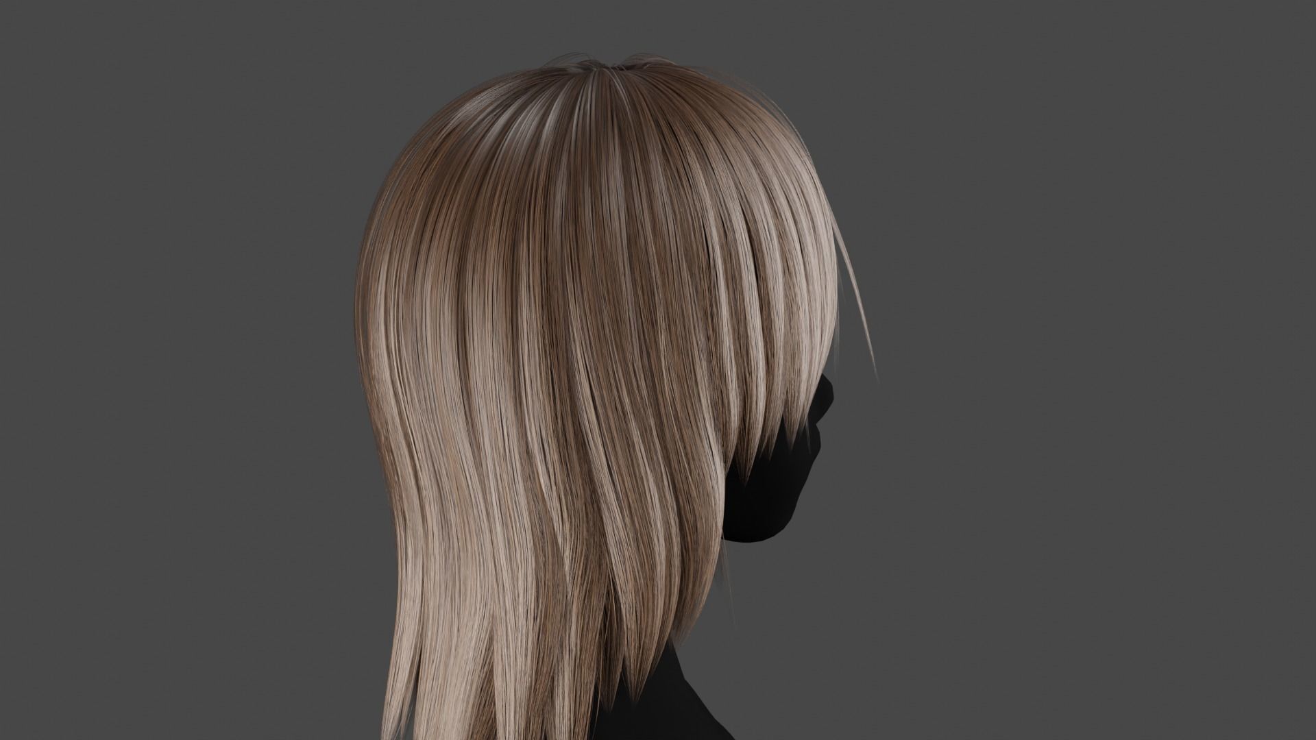 3D model Hairstyle long II Real-Time Hairstyle for Games VR / AR / low ...