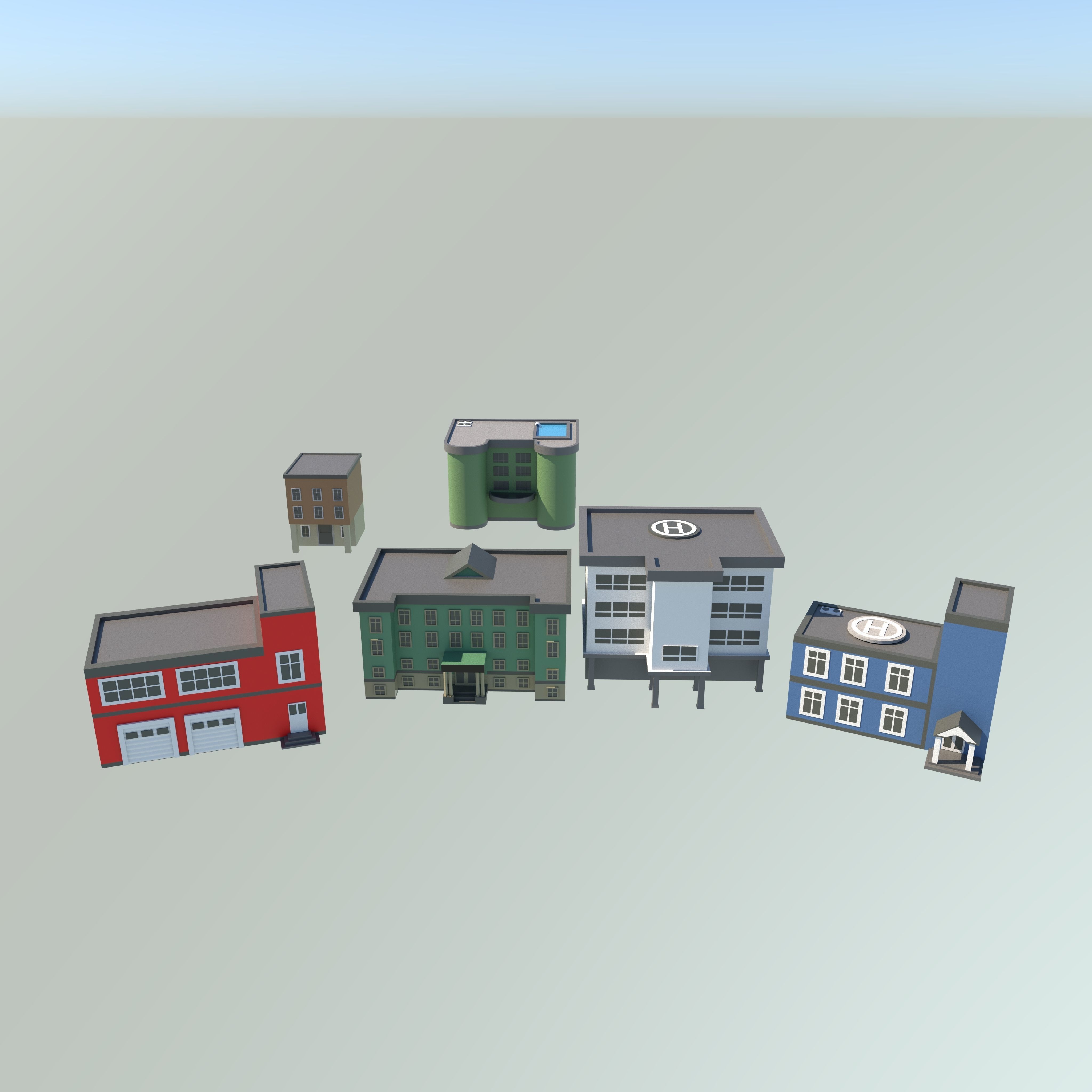 3D model low poly city building VR / AR / low-poly | CGTrader