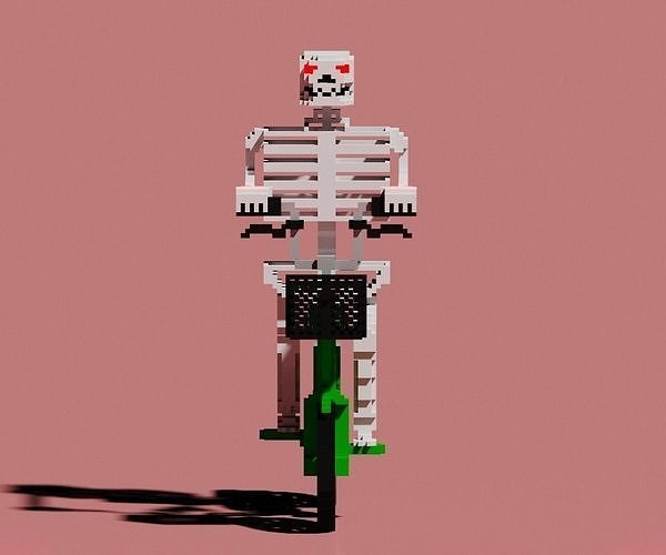 3D model Voxel Skeleton on bicycle VR / AR / low-poly | CGTrader