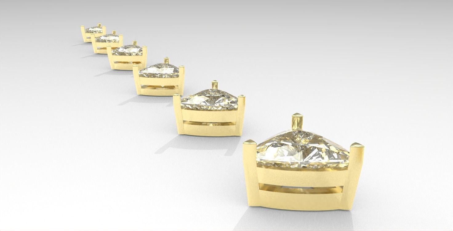 Trillion Cut Stone Setting Collection Chaton 3D model 3D printable ...