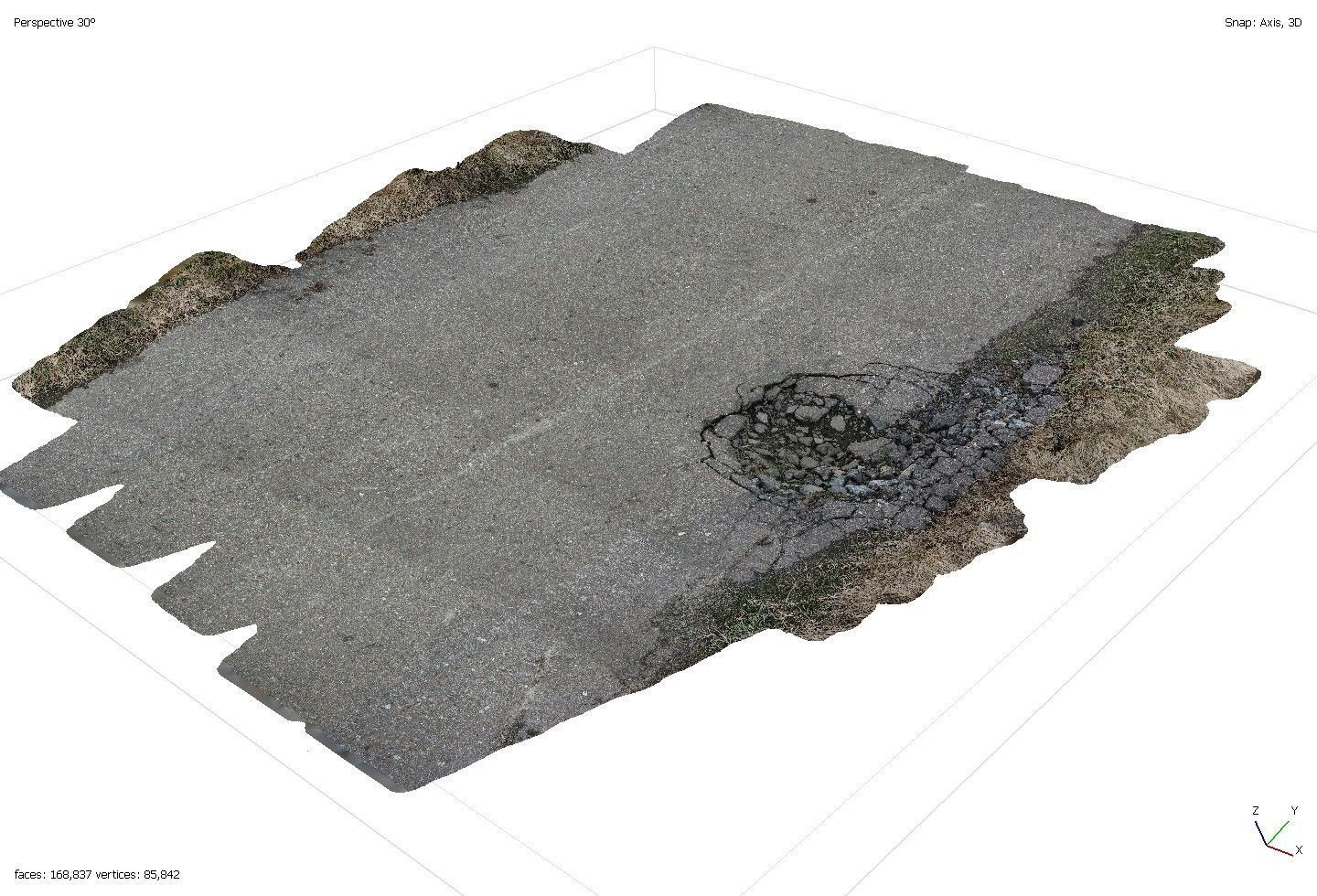 Three sections of asphalt with mortar pits 3D model | CGTrader
