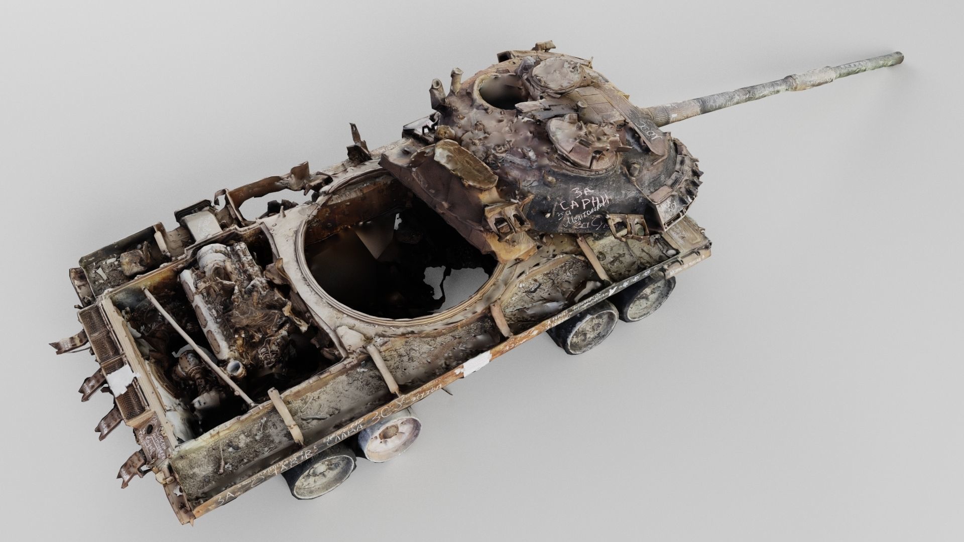 Russian T-72 tank destroyed by Ukrainian army 3D model | CGTrader