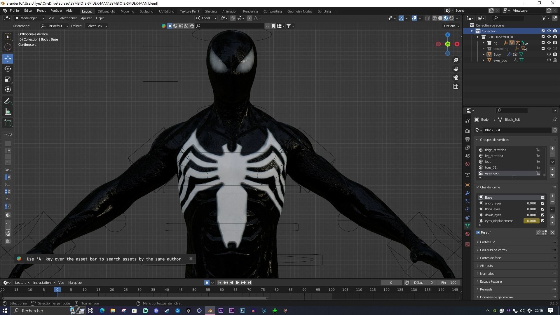 3D model Insomniac s SYMBIOTE SUIT SPIDER-MAN RIG BLENDER 3D MODEL VR ...