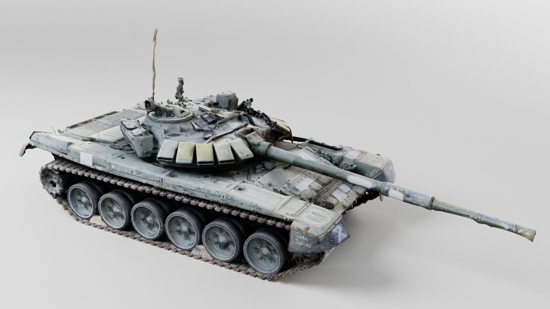 Russian T-72B3 tank destroyed by Ukrainian army 3D model | CGTrader