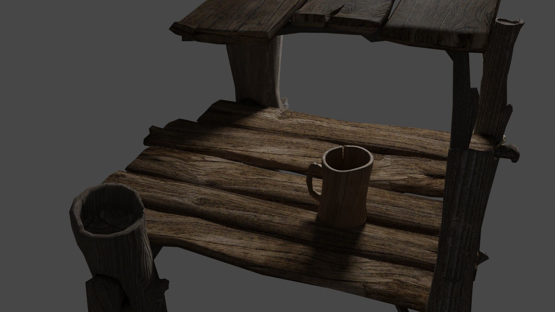 3D model Rustic end table something that shrek might have VR / AR / low ...