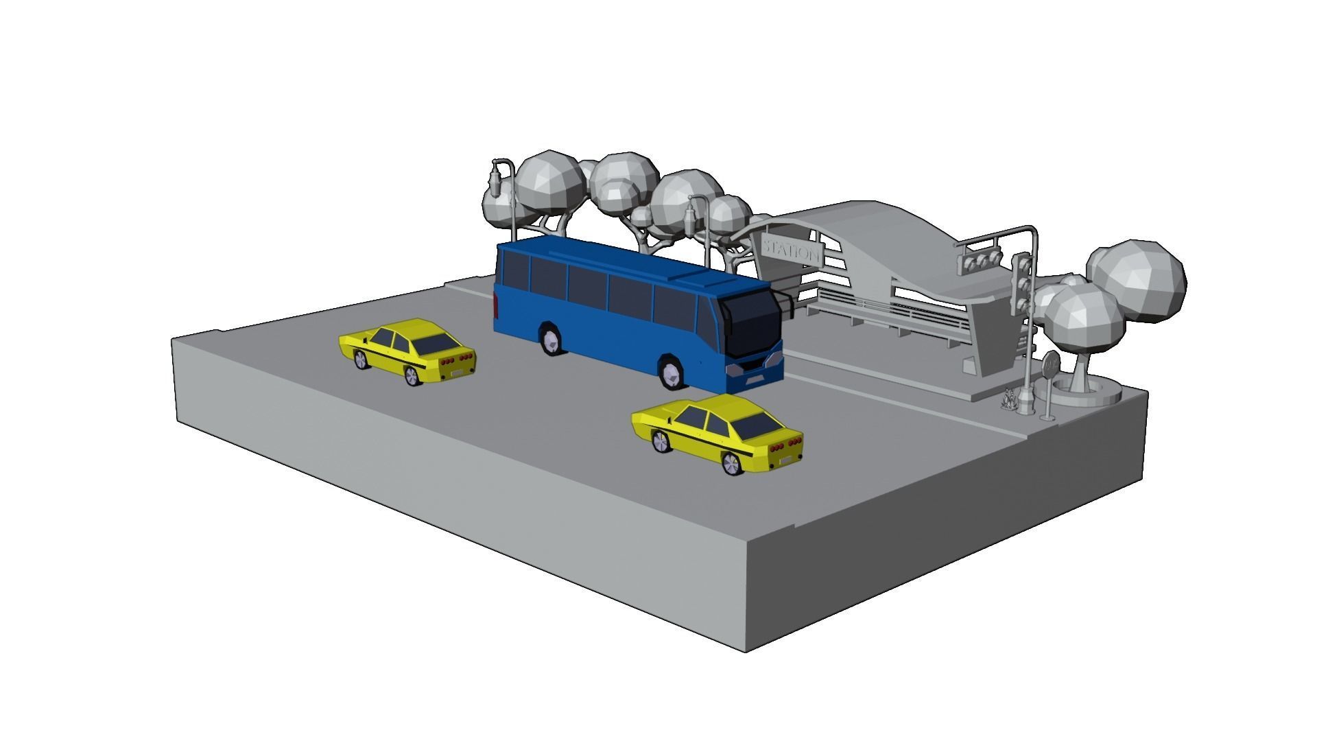 3D model Bus Station H4 VR / AR / low-poly | CGTrader