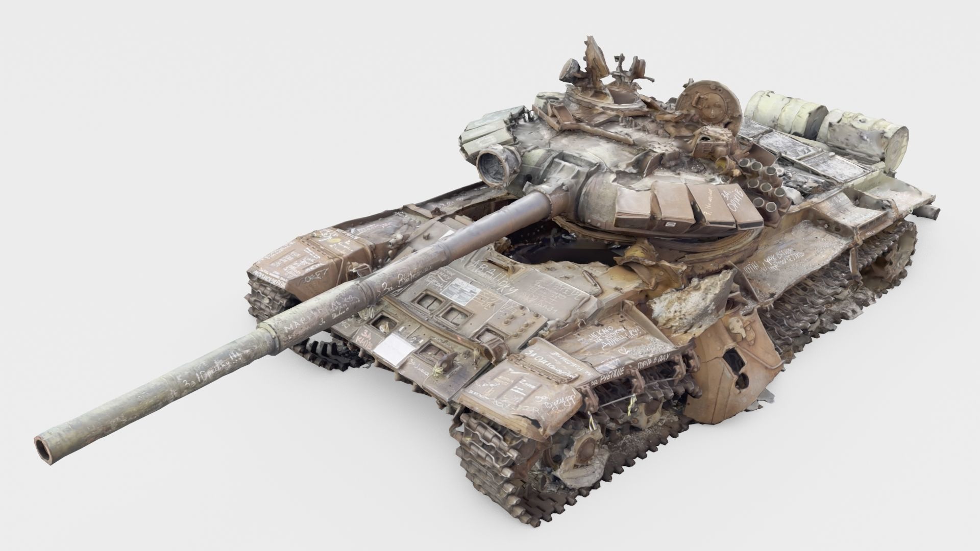 Russian T-90 tank destroyed by Ukrainian army 3D model | CGTrader