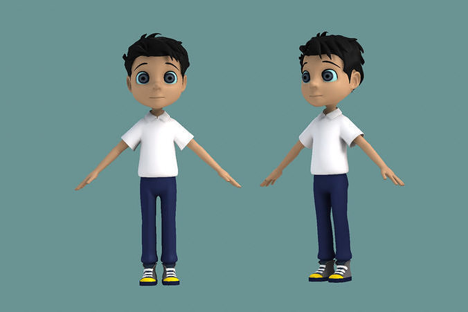 Animated characters Little Boys students passersby 3D model | CGTrader