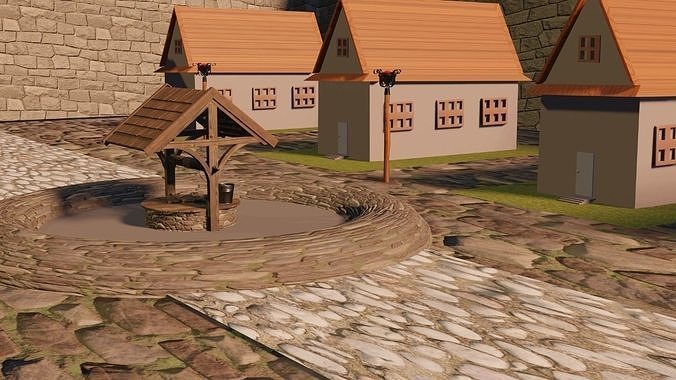 3D model medieval village VR / AR / low-poly | CGTrader