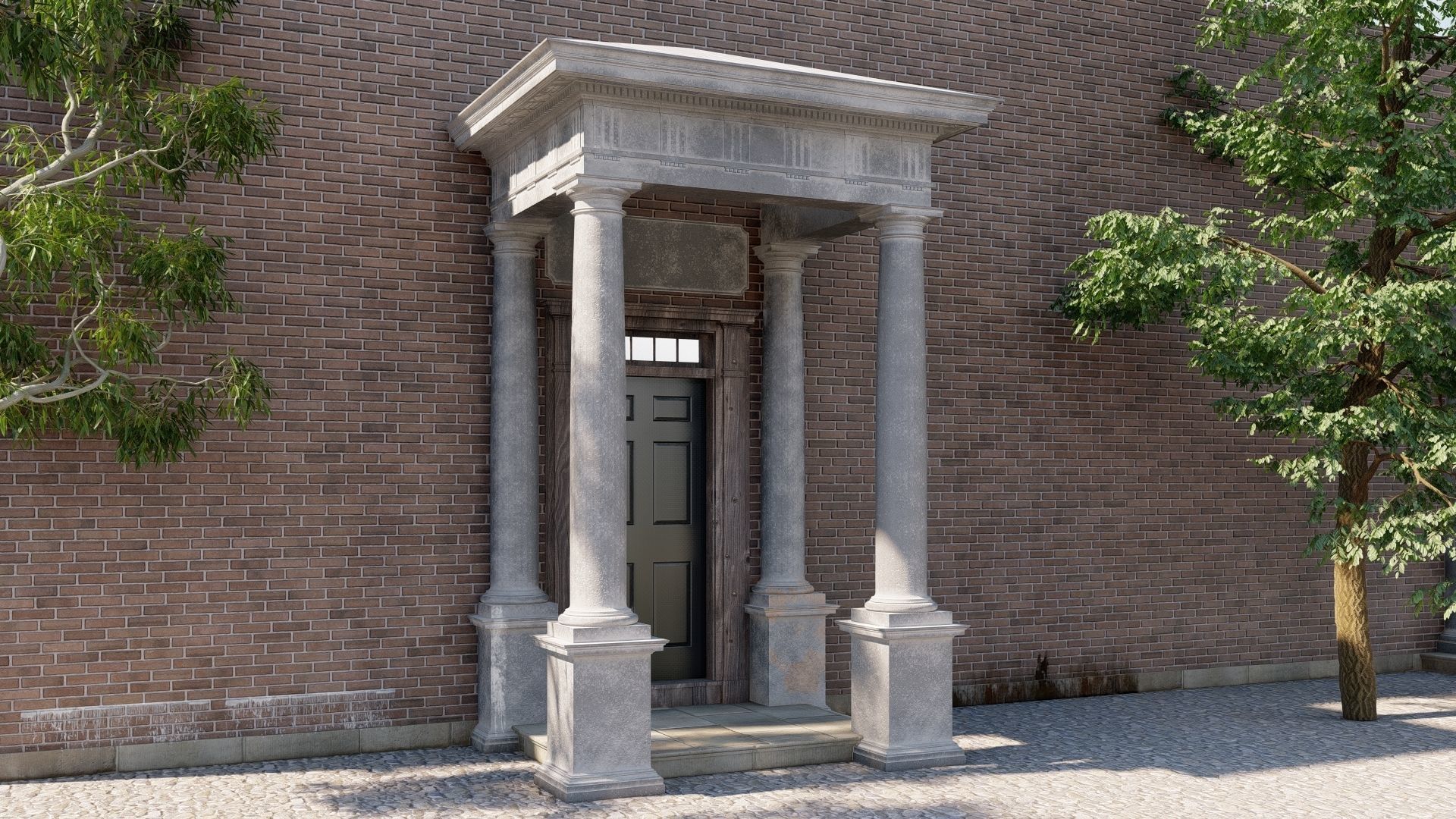 Portico Entrance Porch Door Surround with Doric Column 3D model | CGTrader