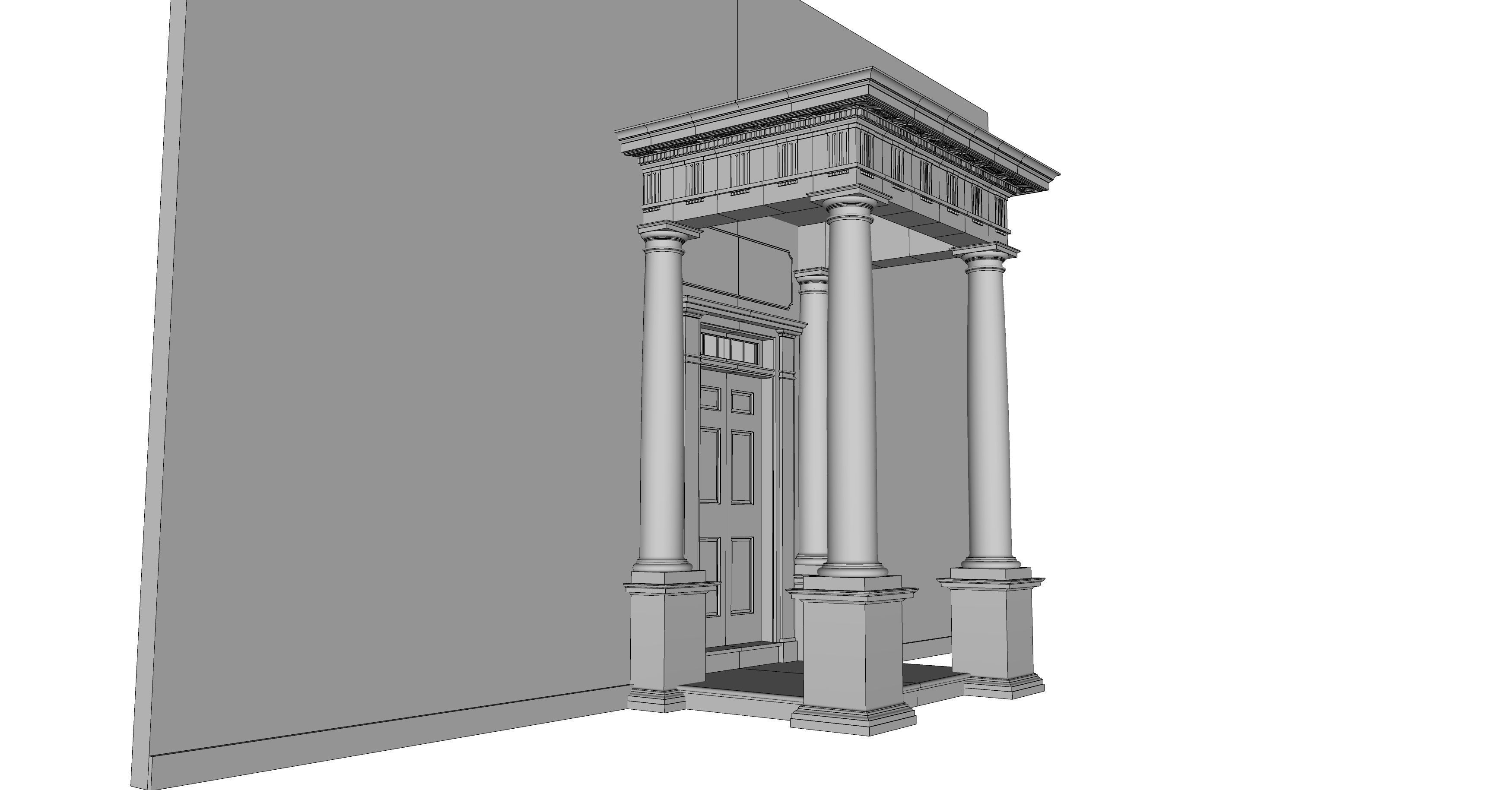 Portico Entrance Porch Door Surround with Doric Column 3D model | CGTrader