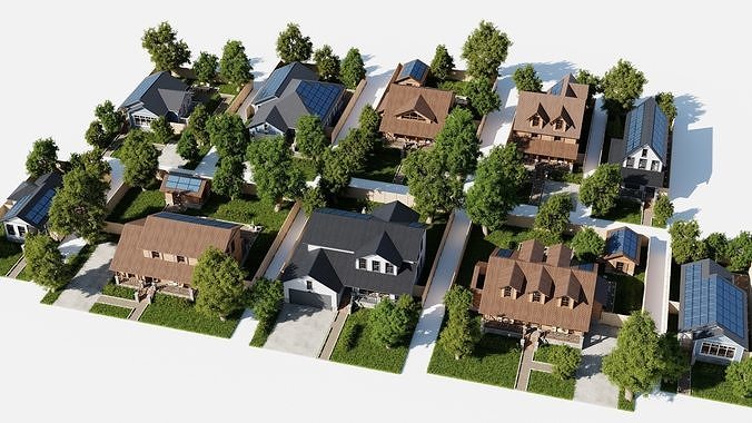 3D Model Collection Modular Classic Style American medium 10 House pack ...