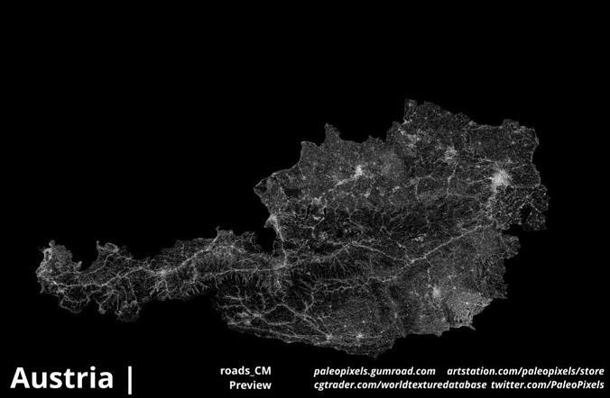 Austria Roads and Buildings High resolution Maps and masks Texture ...