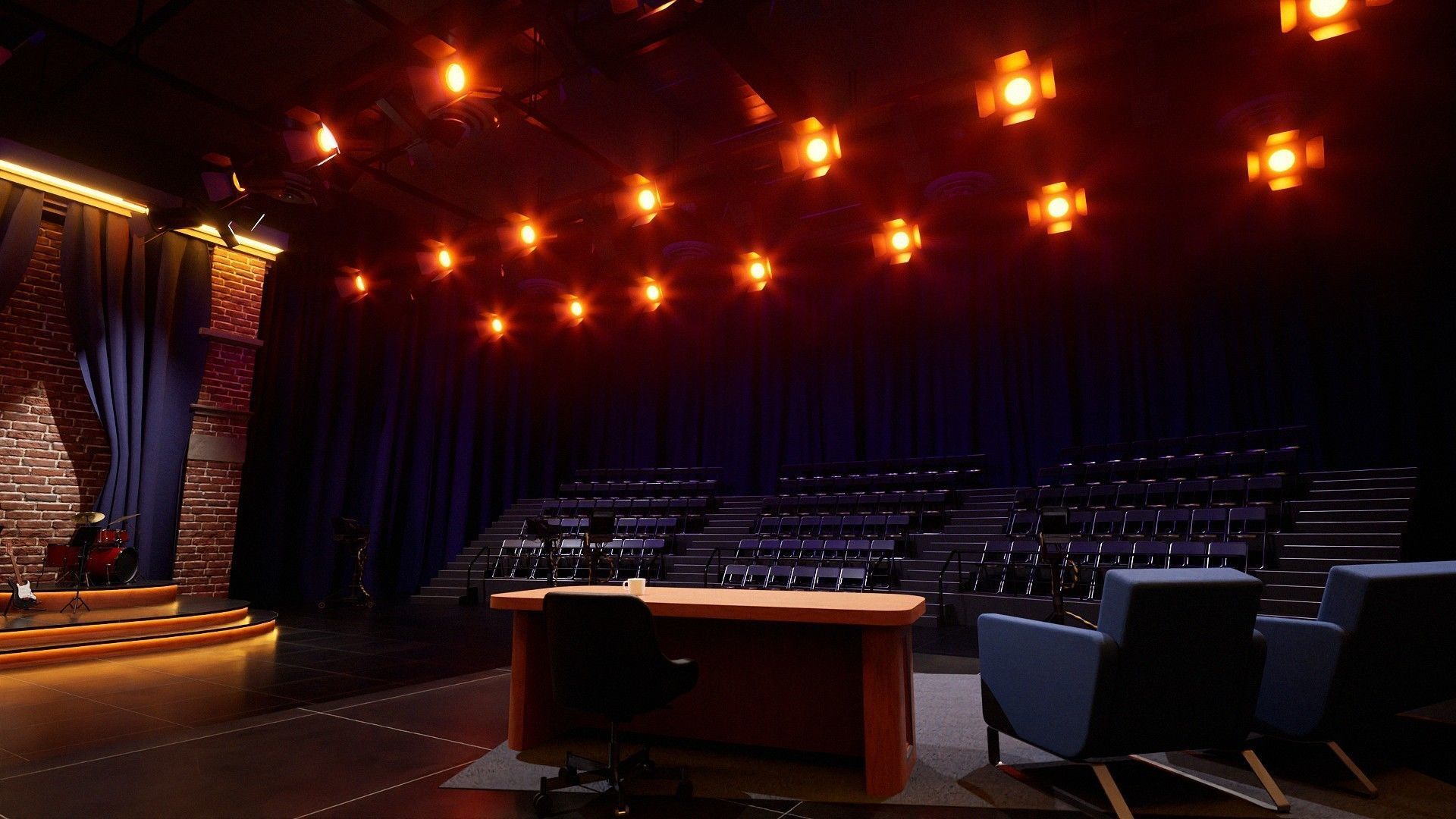 3D model Talk Show Set VR / AR / low-poly | CGTrader