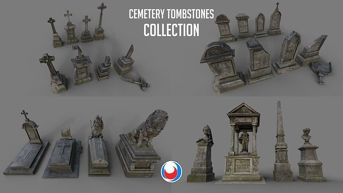 Cemetery tombstones collection VR / AR / low-poly | CGTrader