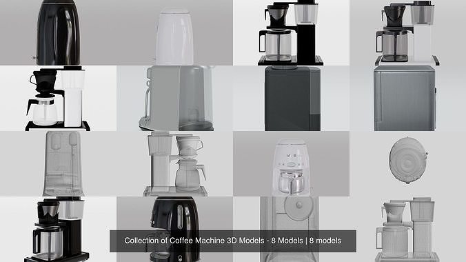 Collection of Coffee Machine 3D Models - 8 Models VR / AR / low-poly ...