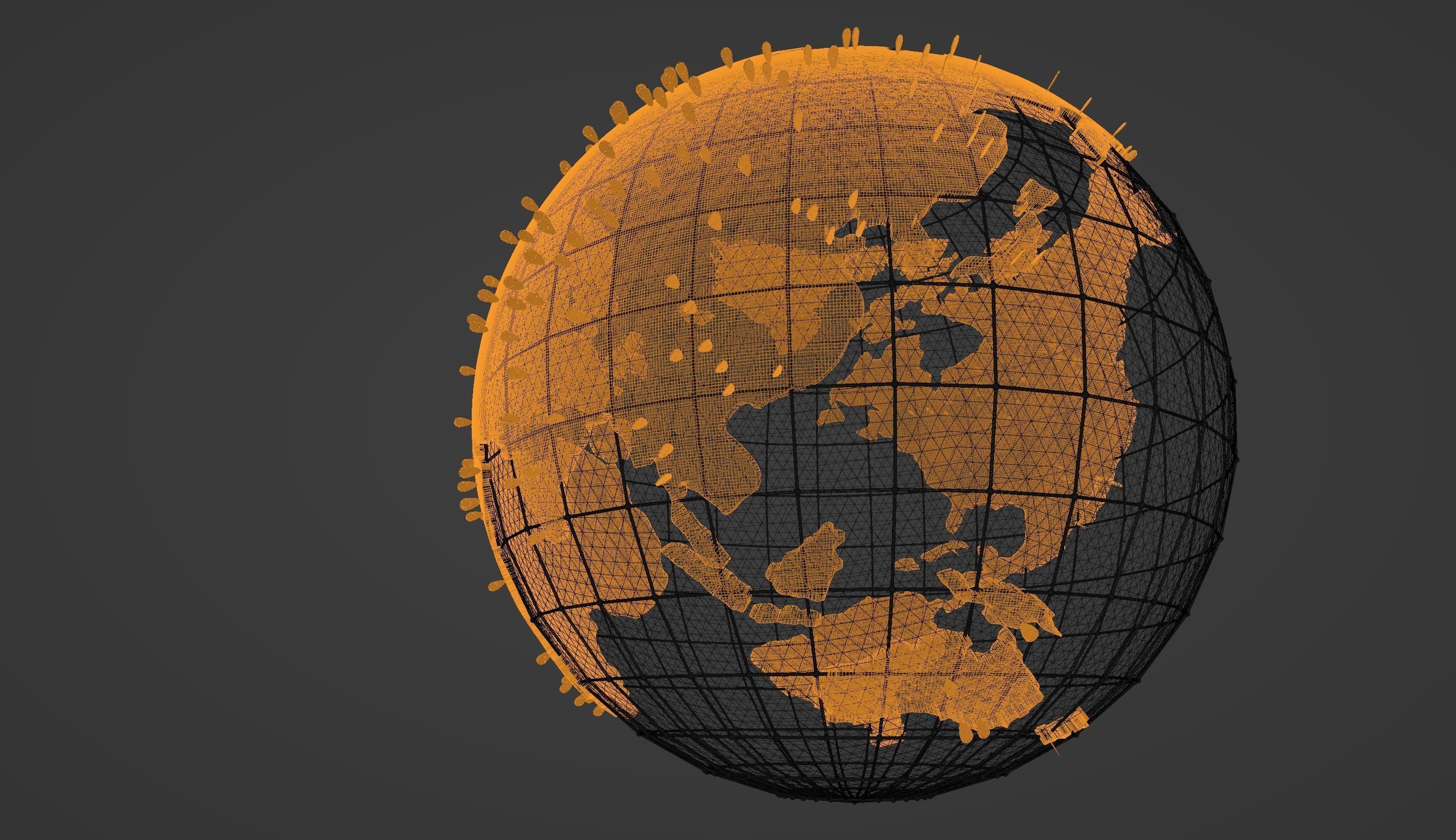 3D model Earth Globe and Animated with Locations bars VR / AR / low ...