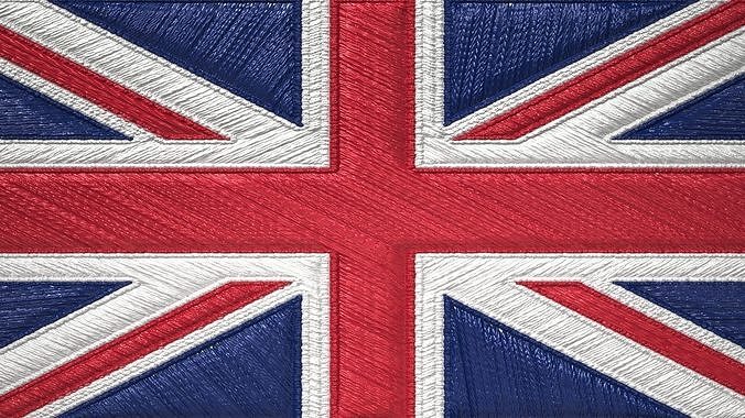 3D model Union Jack Embroidered Flag 6 different versions VR / AR / low ...