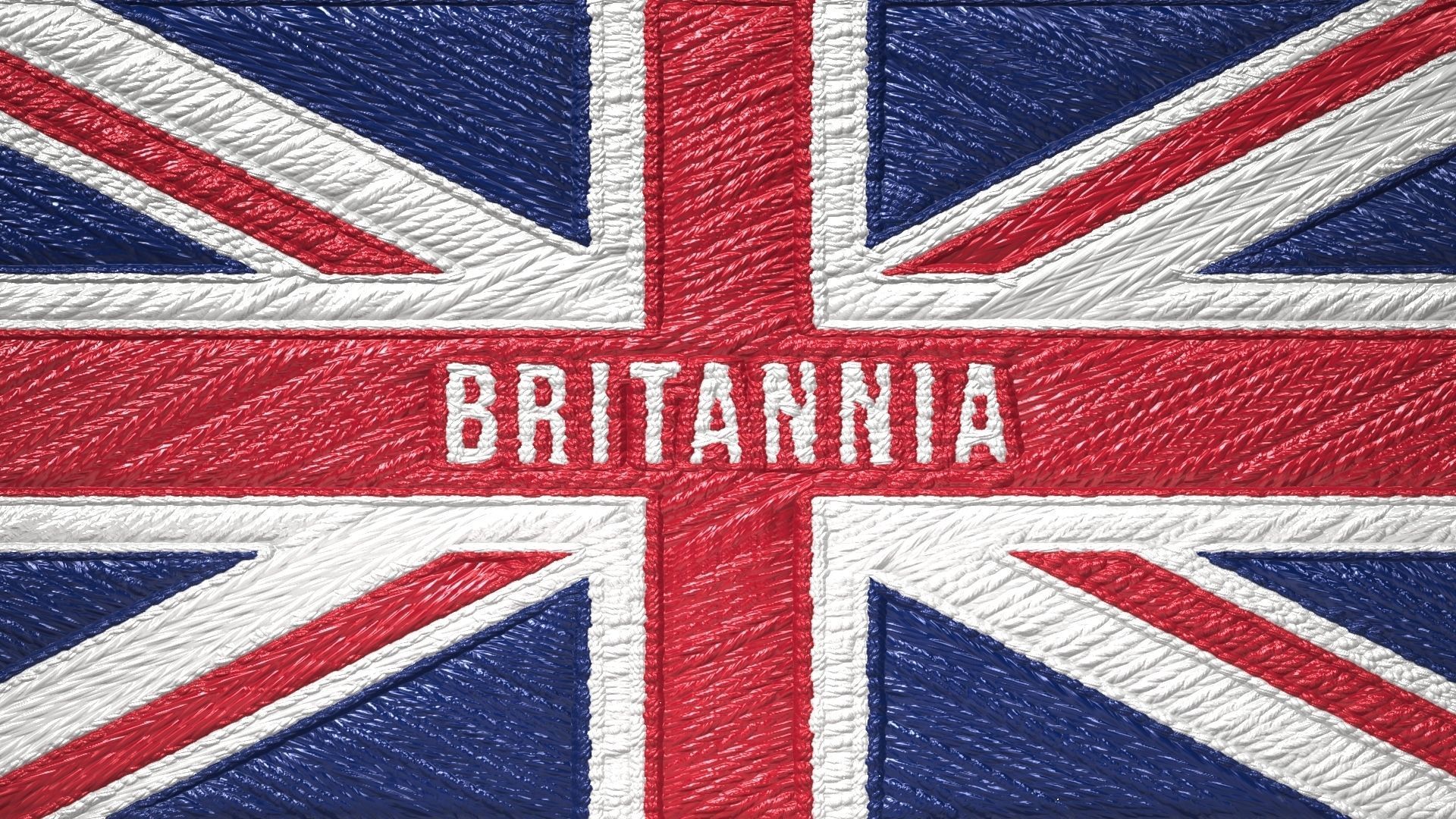 3D model Union Jack Embroidered Flag 6 different versions VR / AR / low ...