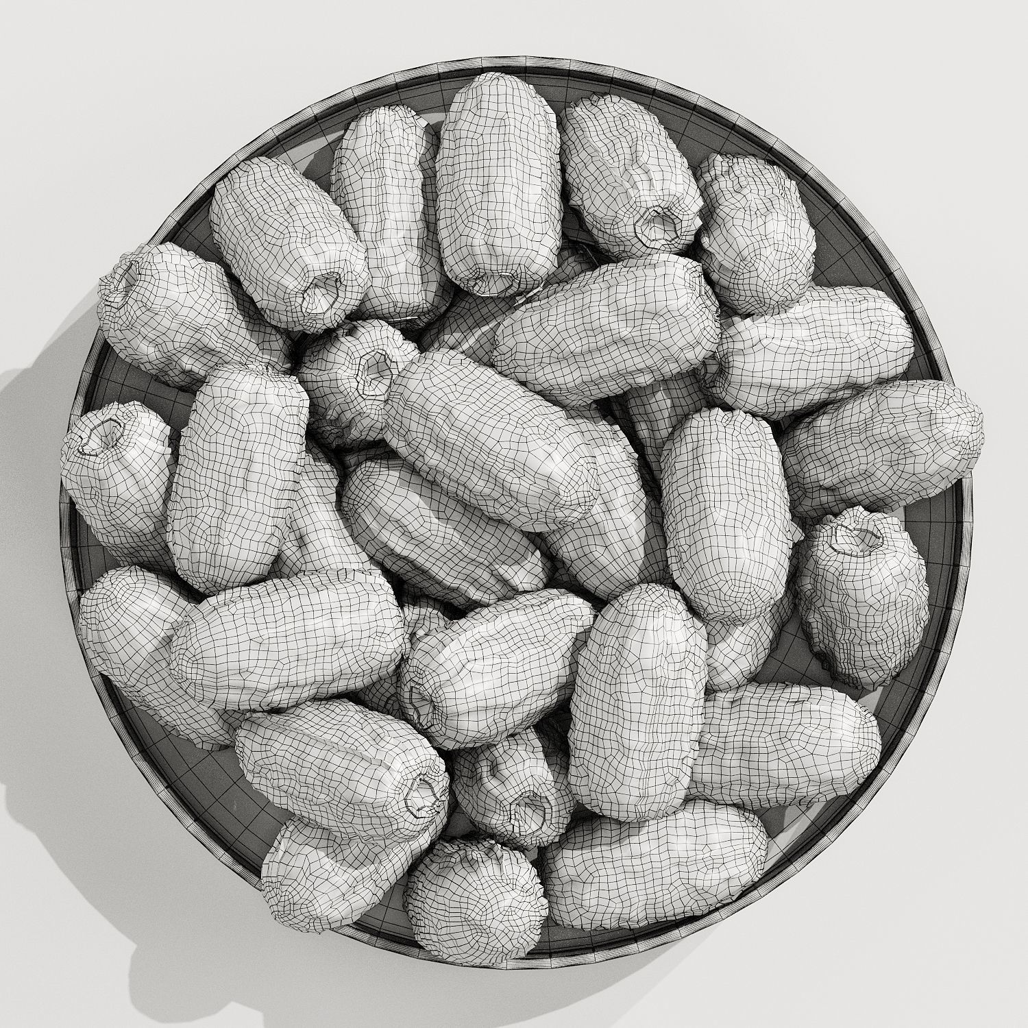 Low Glass Bowl Centerpiece with Arabic Persimmons 3D model | CGTrader