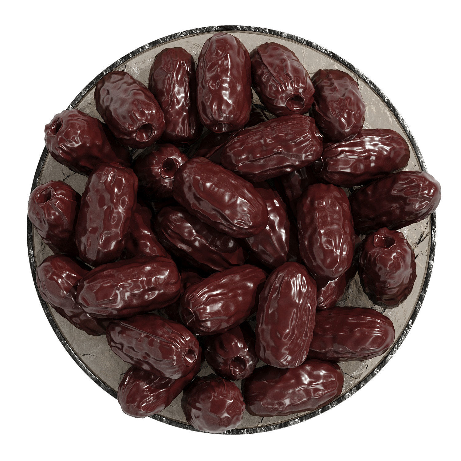 Low Glass Bowl Centerpiece with Arabic Persimmons 3D model | CGTrader