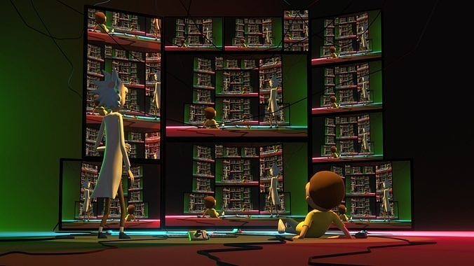 3D model rick and morty look at rick and morty VR / AR / low-poly ...
