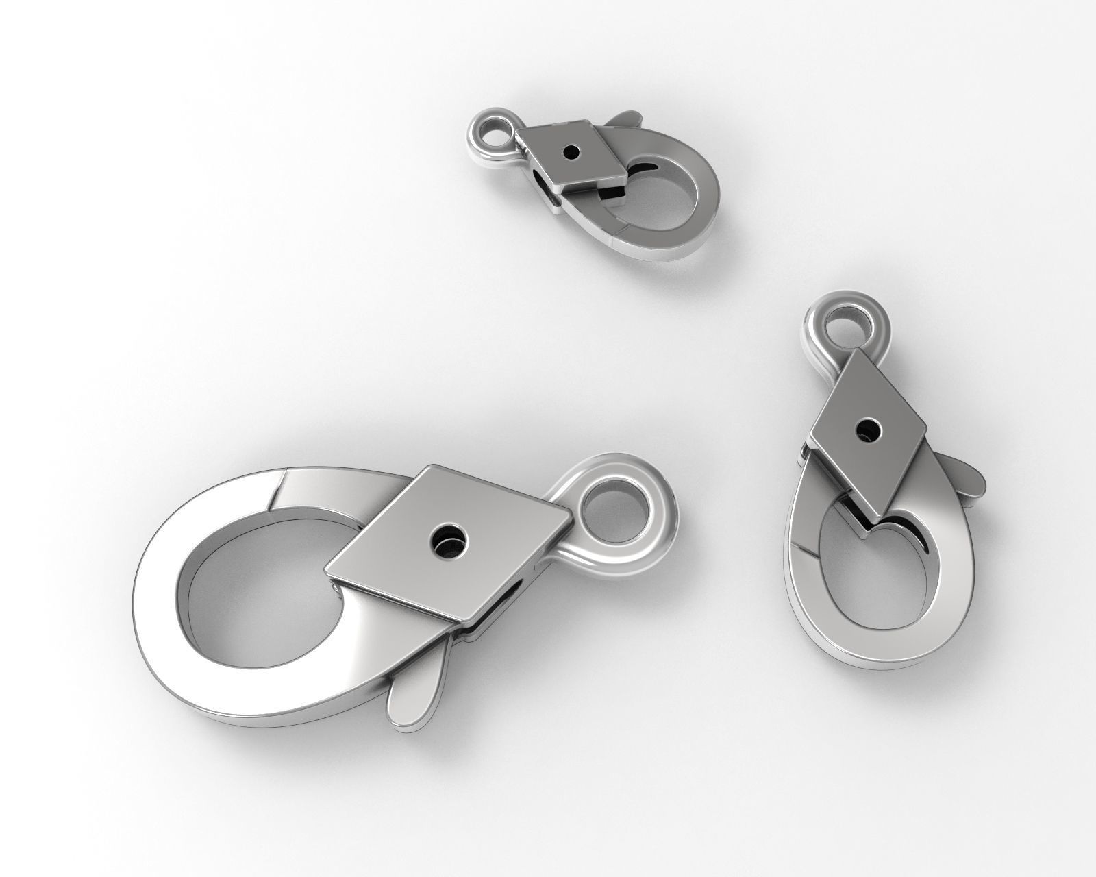 Jewelry rhombus lock Carbine fastener Lobster shaped hook 3D model 3D ...